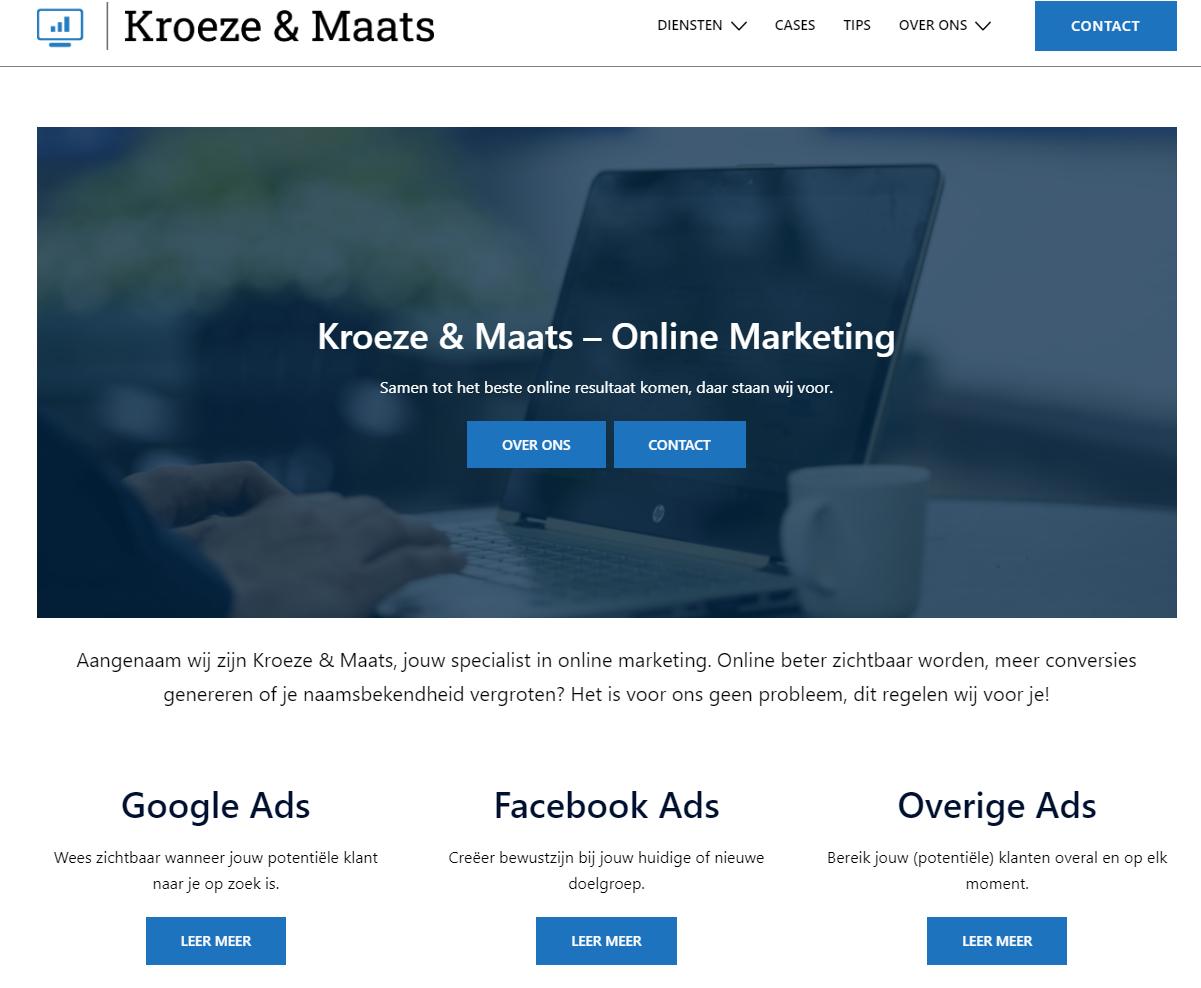 Het belang van een goede landingspagina - Kroeze & Maats